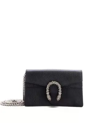 Gucci Dionysus Bag Leather Super Mini Clutch Bag - Black