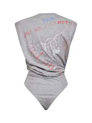 DIESEL® Grey Cotton Jersey T-noby Printed Bodysuit