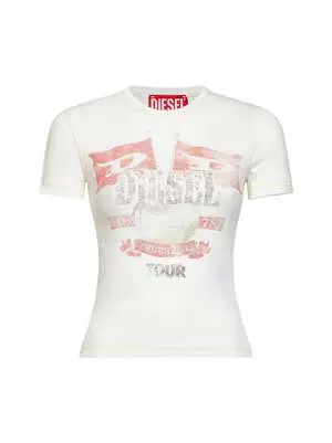 DIESEL® Ecru Ribbed Jersey T-marsy-rib Printed T-shirt - Multicolor