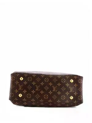 LOUIS VUITTON Flower Monogram Canvas With Leather Tote Bag - Red