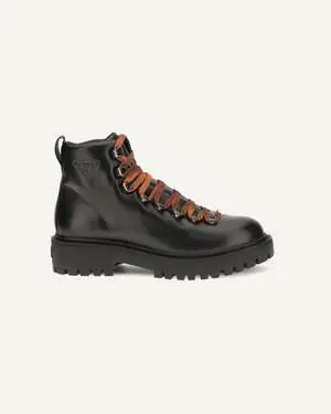Prada Leather Lace-up Ankle Boots