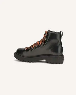 Prada Leather Lace-up Ankle Boots