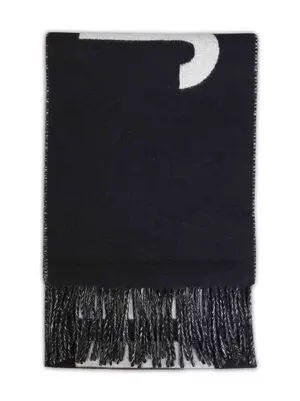 Jacquemus Black Wool The Fringe Logo Scarf - Multicolor