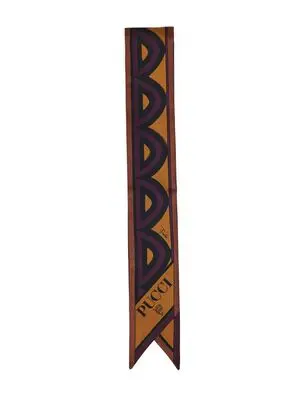 Emilio Pucci Burgundy And Gold Baiadera And Fiamme-prints Silk Twill Bandeau Scarf - Multicolor