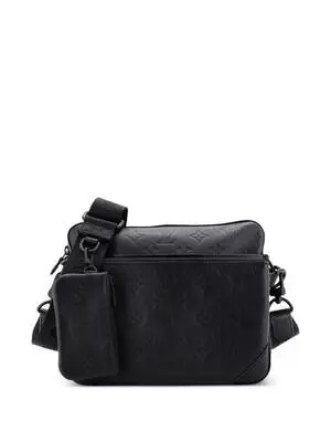 LOUIS VUITTON Trio Messenger Bag Monogram Shadow Leather Crossbody Bag - Black