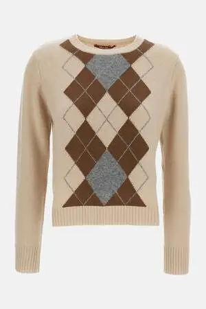 Max Mara Maglia In Lana E Cashmere Con Motivo Argyle - Multicolore