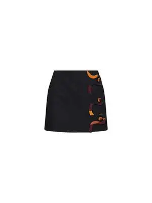Emilio Pucci Black Tecno Poudre Mini Skirt With Printed Wavy Trim