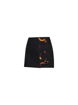 Emilio Pucci Black Tecno Poudre Mini Skirt With Printed Wavy Trim