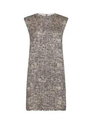 Brunello Cucinelli Silver Dazzling Craquelé Embroidery Mini Dress - Multicolor