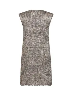 Brunello Cucinelli Silver Dazzling Craquelé Embroidery Mini Dress