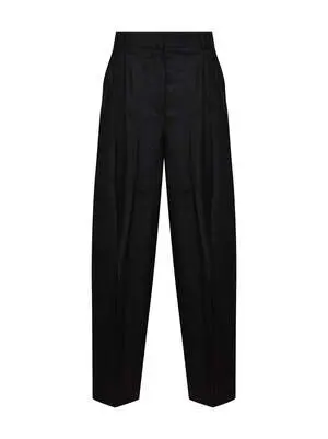 TOTEME Black Flannel High-waisted Trousers