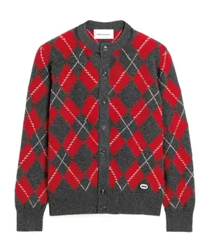 AMI Paris Long-sleeve Knit Top - Carbon Gray/ruby Red