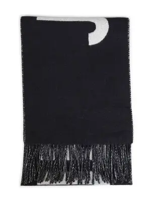 Jacquemus Black Wool The Fringe Logo Scarf - Multicolor