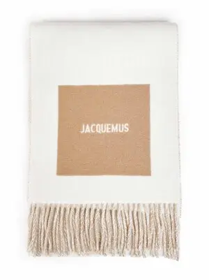 Jacquemus Beige Wool The Rond Carré Jacquard Logo Scarf - Multicolor