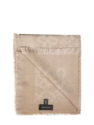 Tagliatore Taupe Jacquard Wool Scarf With All-over Logo Pattern