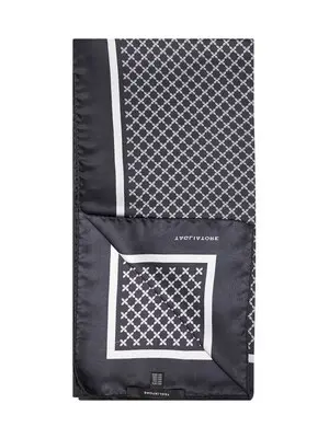 Tagliatore Black Silk Twill Scarf With Logo Pattern - Multicolor