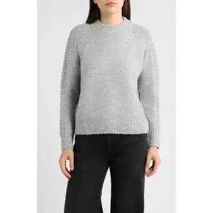 CITY BLUES Sequin Mock Neck Sweater Silver