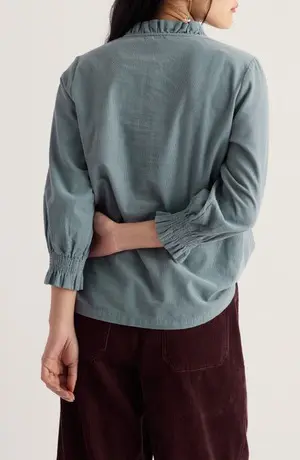 SEASALT CORNWALL Feather Star Corduroy Three-quarter Sleeve Top
