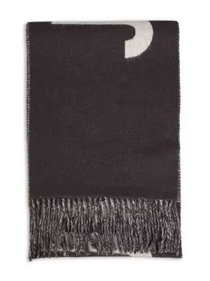 Jacquemus Brown Wool The Fringe Logo Scarf - Multicolor