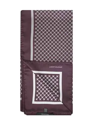 Tagliatore Burgundy Silk Twill Scarf With Logo Pattern - Multicolor