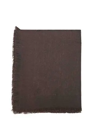 Tagliatore Dark Brown Jacquard Wool Scarf With All-over Logo Pattern - Multicolor