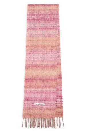Acne Studios Vibot Mohair & Wool Blend Fringe Scarf - Pink/fuchsia