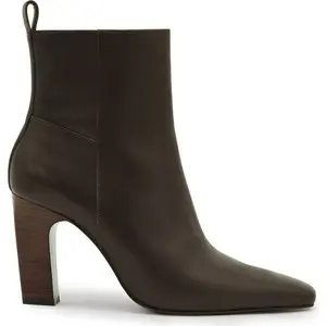 REISS Blakely Leather Bootie - Chocolate