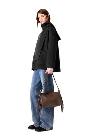 Maje Coat With Removable Scarf