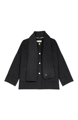 Maje Coat With Removable Scarf