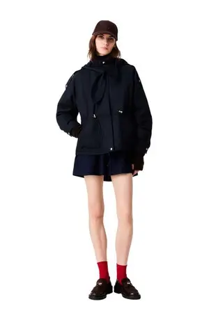 Maje Mid-length Quilted Parka - Navy
