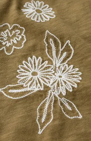SEASALT CORNWALL Stem Vase Embroidered Organic Cotton T-shirt