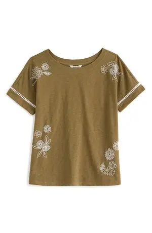 SEASALT CORNWALL Stem Vase Embroidered Organic Cotton T-shirt