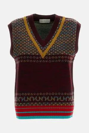 Dries Van Noten Top Scollo A V In Maglia Jacquard - Multicolore