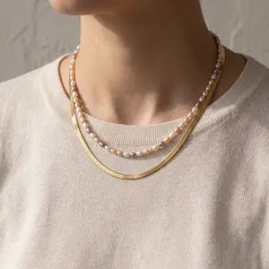 SEVEN SAINTS Tri-color Freshwater Baroque Pearl Choker Necklace - Silver