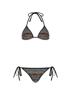 Missoni Sequin Zigzag-pattern Bikini - Blue