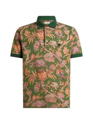 Etro Cotton Piqué Polo Shirt With Paisley Floral Motif - Multi