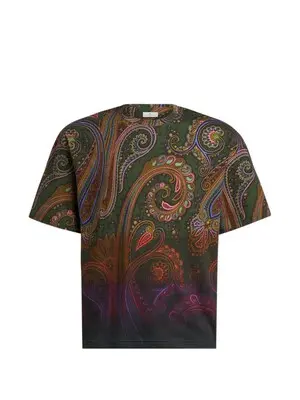 Etro Cotton Jersey T-shirt With A Shaded Paisley Pattern - Multi
