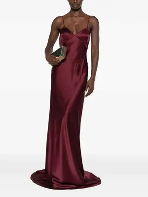 Max Mara Silk Satin Slip Dress - Red