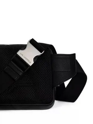 Karl Lagerfeld Monogram-embossed Logo-plaque Belt Bag - Black