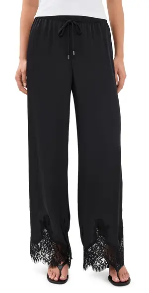 L'Agence Mirel Lace Trim Drawstring Pants - Black