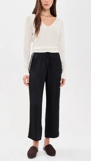 Donni. The Silk Lace Stripe Crop Pants