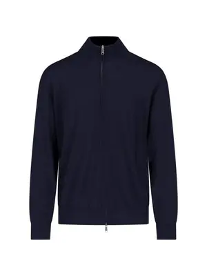 Zegna Wool Zip Cardigan - Blue