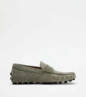 TOD'S Gommino Bubble Loafers In Suede - Green