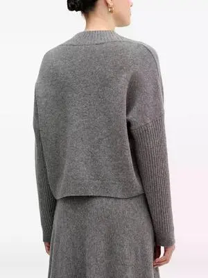 BENETTON Ribbed V-neck Knitwear - Grey
