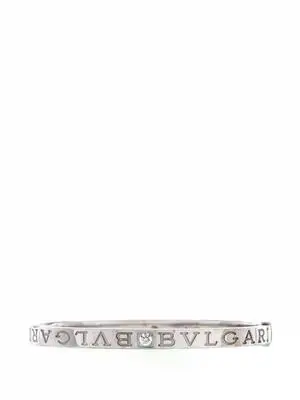 BVLGARI Bangle 18k White Gold With 2 Diamonds Bracelet - Silver