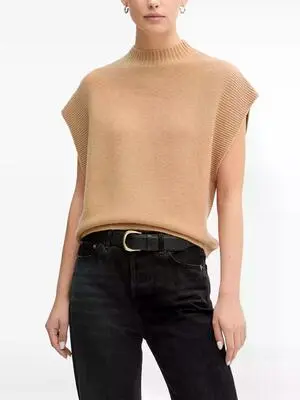 BENETTON Ribbed Sleeveless Knitted Top - Neutrals