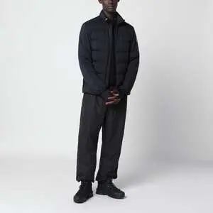 Moncler Navy Zip-up Jacket In Nylon - Blue