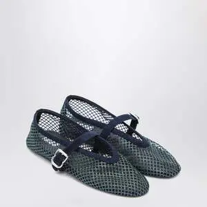 Alaïa Midnight Mesh Ballerinas With Rhinestones - Blue