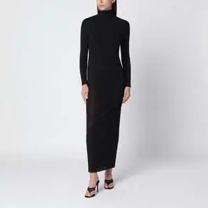 Alaïa Long Fitted Jersey Dress - Black