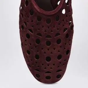 Alaïa Cherry Suede Vienne Perforated Slippers